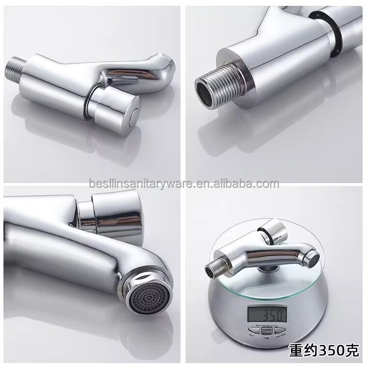 Brass Self Closing Time Delay Wall Mounted Bathroom Faucet ODM