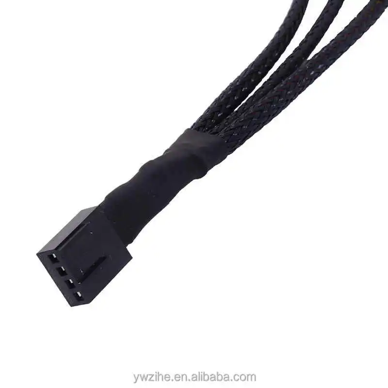 4 Pin Pwm Fan Cable 1 To 2/3/4 Ways Splitter Black Sleeved 27cm ...
