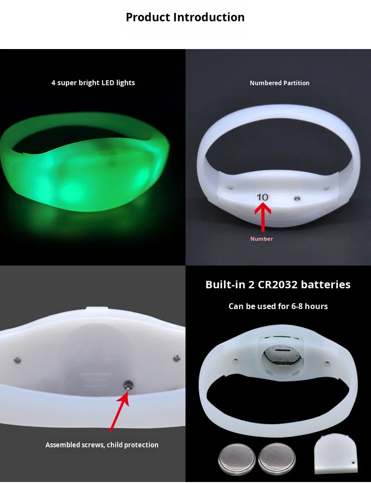 Factory Led Bracelet Concert Remote Control Led Wristbands for Events ...