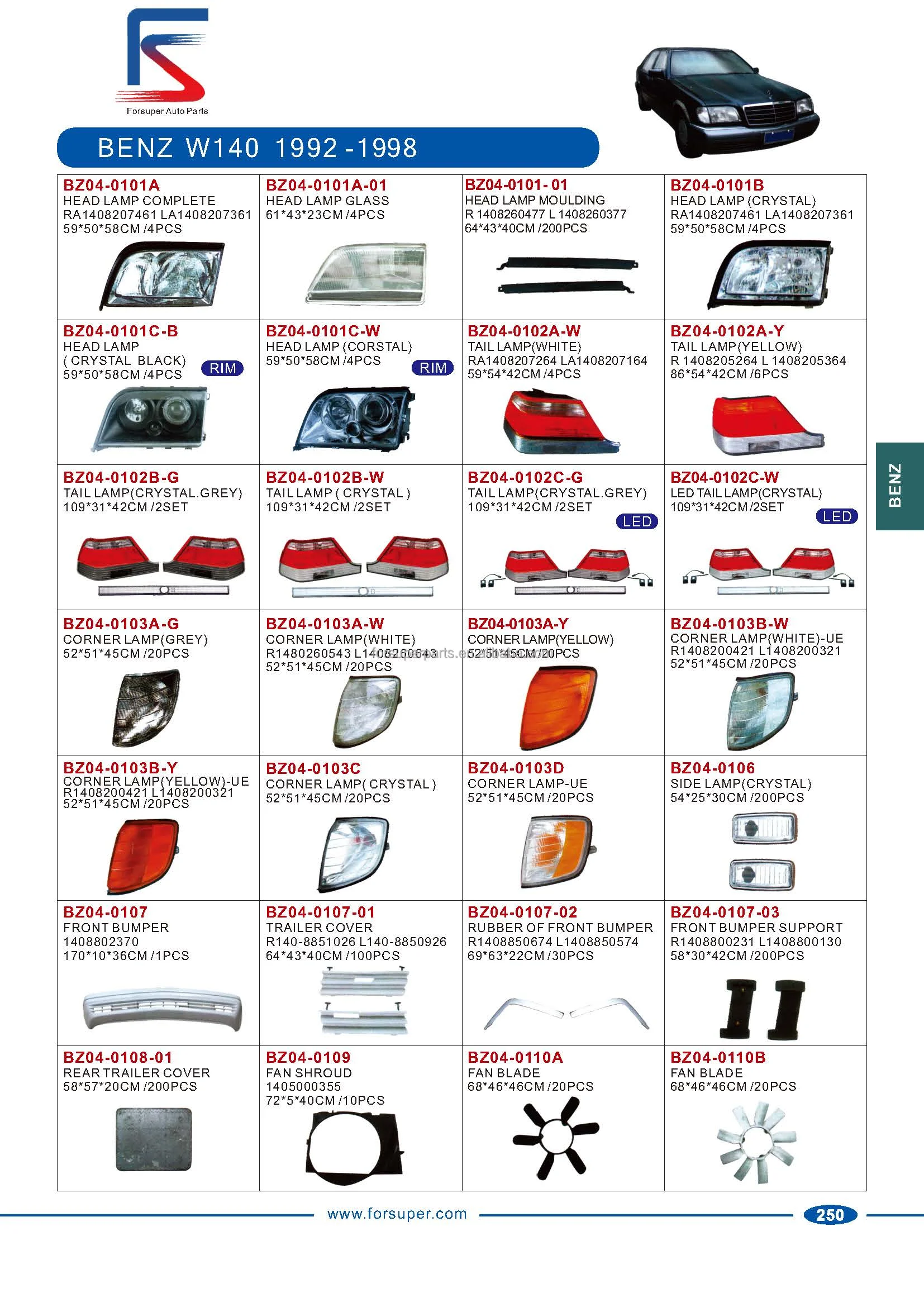 Front Grille for BENZ W140 1992 -1998 - Durable & Stylish