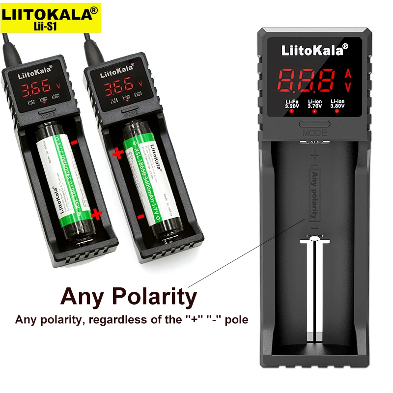 Lii-s1 Battery Charger For Li-ion4.2v Lifepo4 3.65v 18650 26650 21700 ...