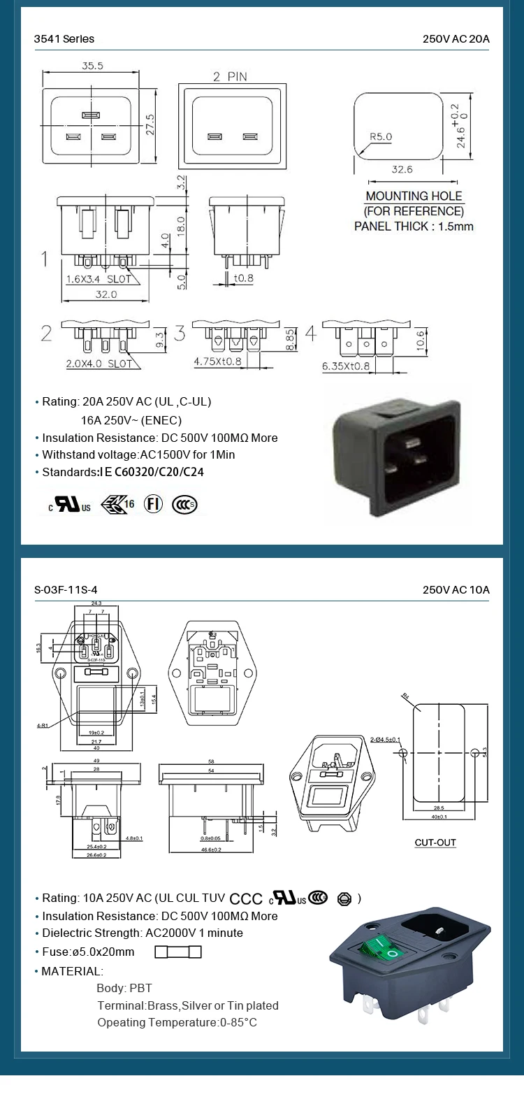 Hongju R-201a90(b17) Iec C8 Type Power Socket 2pin Male Connector - Buy ...