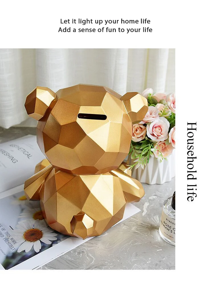 Geometric Teddy Bear Money Bank For Kids; Kids Money Bank Saving ...