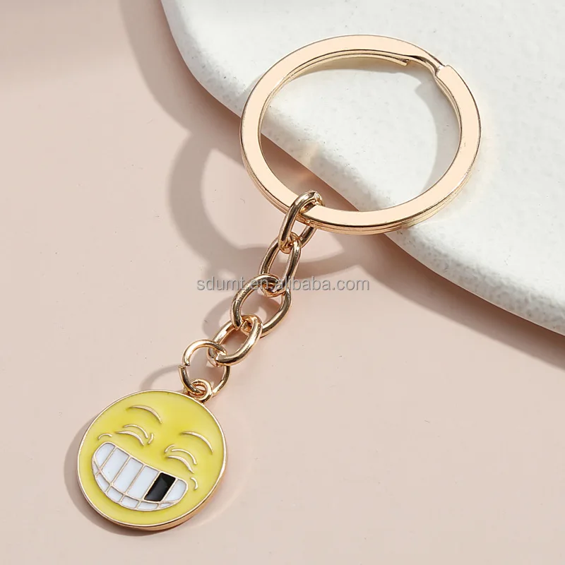 Hot Sale Yellow Enamel Metal Happy Smiley Face Key Chain Accessories ...
