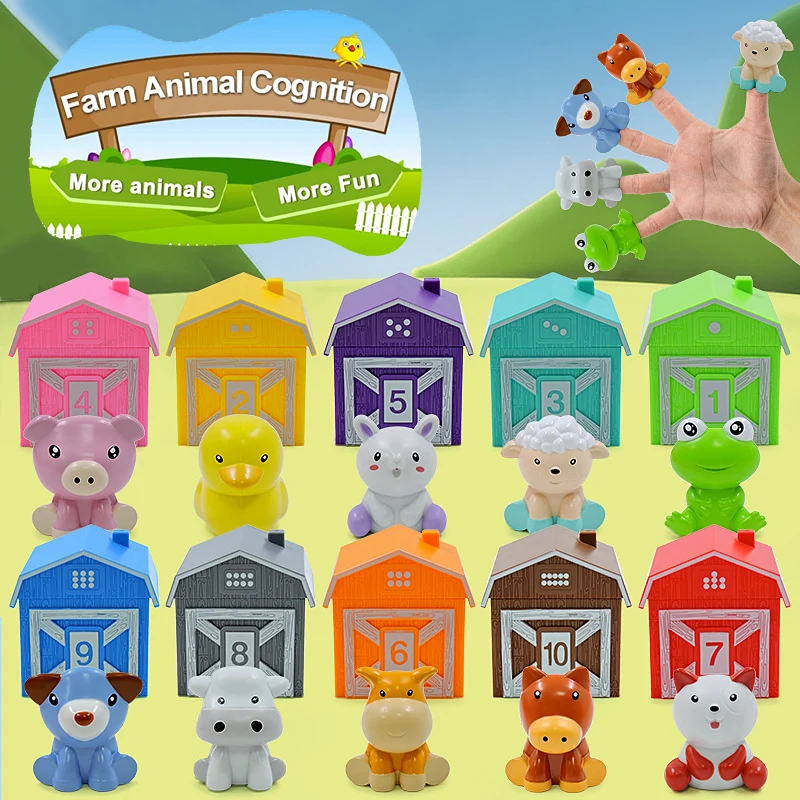 Farm Animals Set Toys 20pcs Montessori Counting Matching & Sorting Fine ...