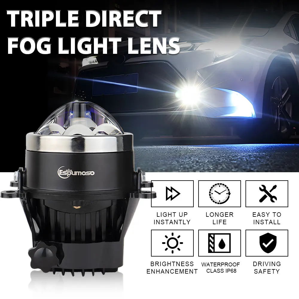 100W K222 Bi Projector Lens LED Headlight - Waterproof & Bright