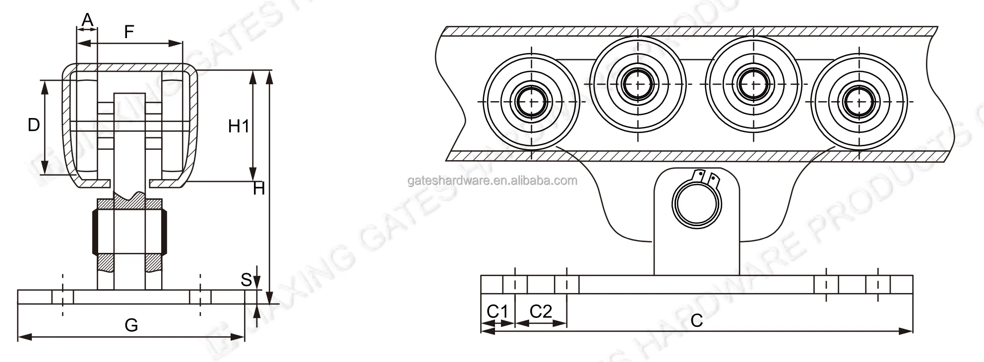 Heavy Duty Cantilever Gate Kits - 400kg to 1200kg Capacity with Roller ...