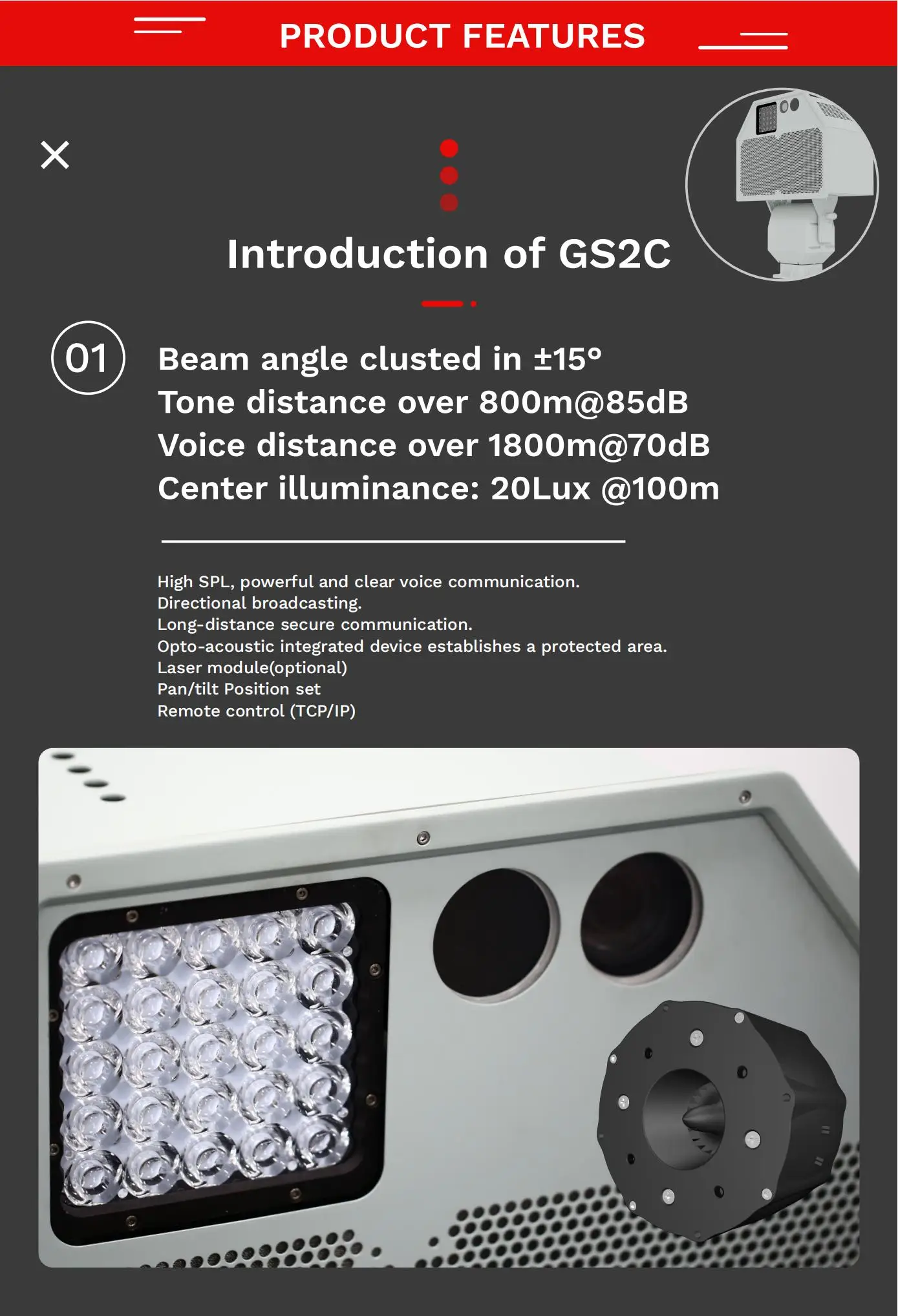 Gs2c Emergency Broadcast 5000m High Spl 153db Strong Lighting Long Range Acoustic Devices - Buy ...