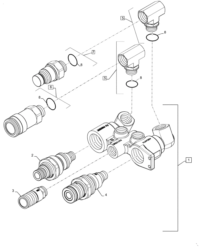Flat Face Hydraulic Quick Coupler Block Cartridge 7246799 7246802 ...
