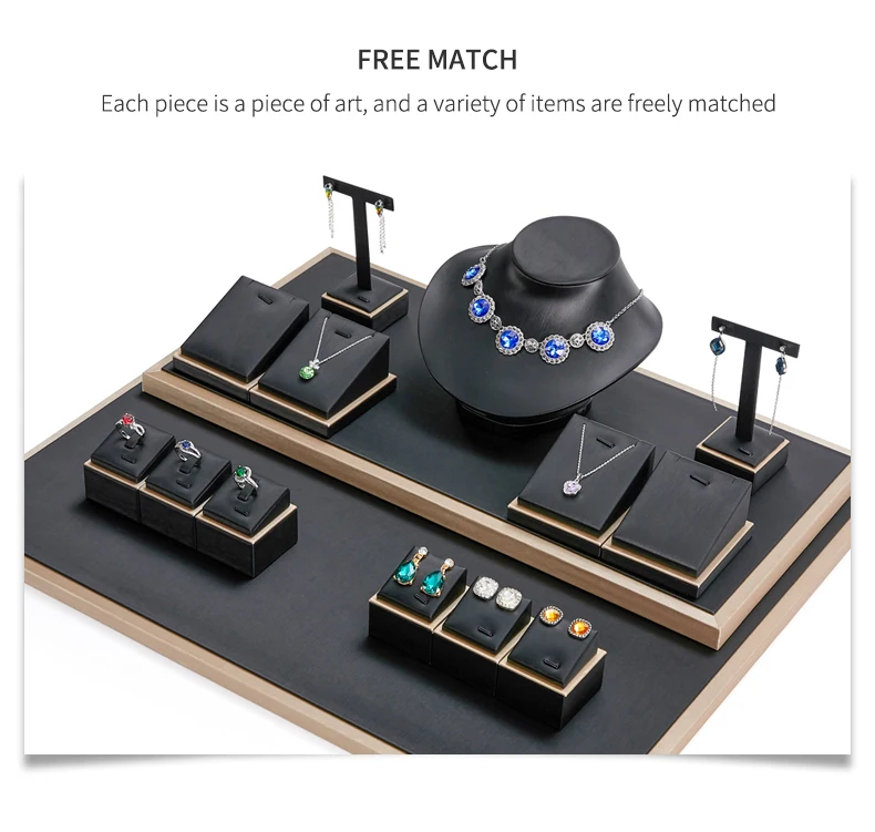 Luxury Black Pu Leather Jewelry Display Set & Stand - Oem Available