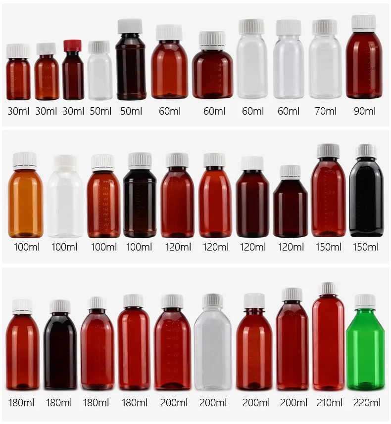 16oz Amber Pet Cough Syrup Plastic Arch Modern Square Seal Medicine ...