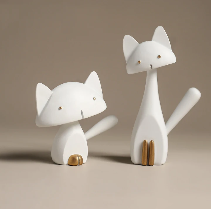 Cute Figurines Miniature Cartoon Animal Cat Resin Ornament Micro ...