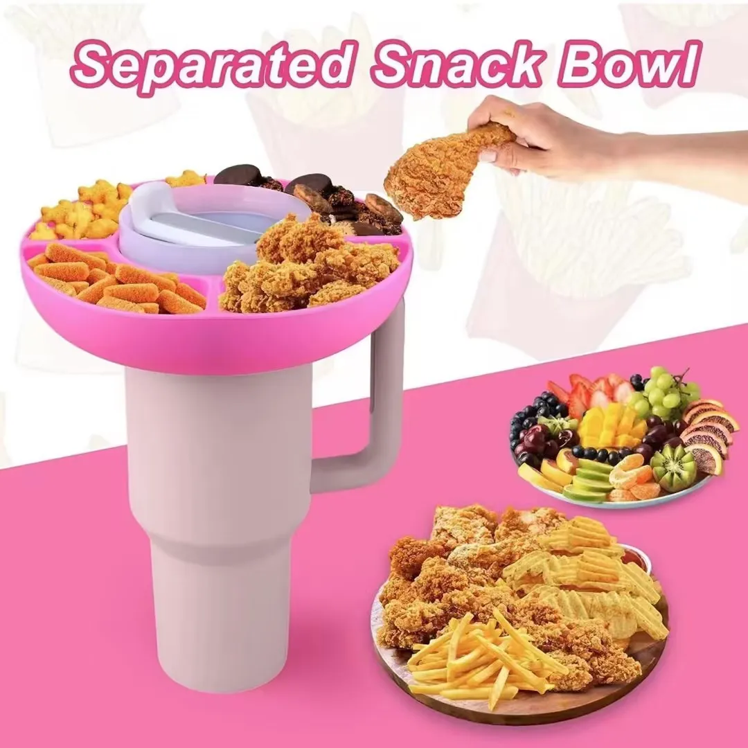 New Design 4 Compartment Reusable Snack Bowl Cup Accessories Silicone ...