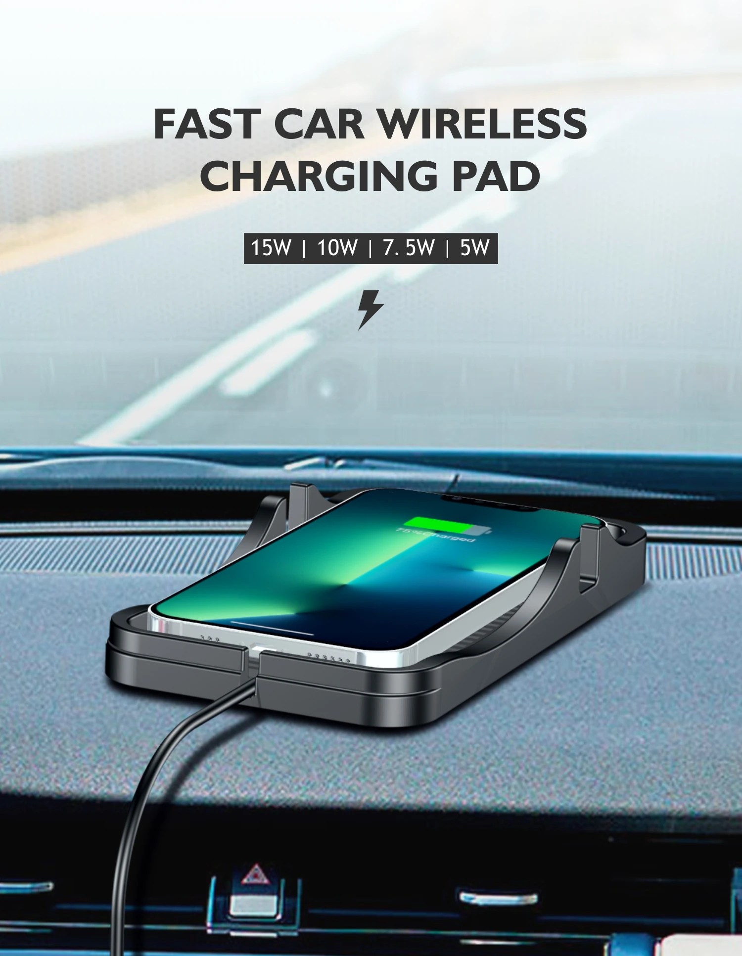 OEM Qi Standard in Car Wireless Charge Pad 15W Fast Charging