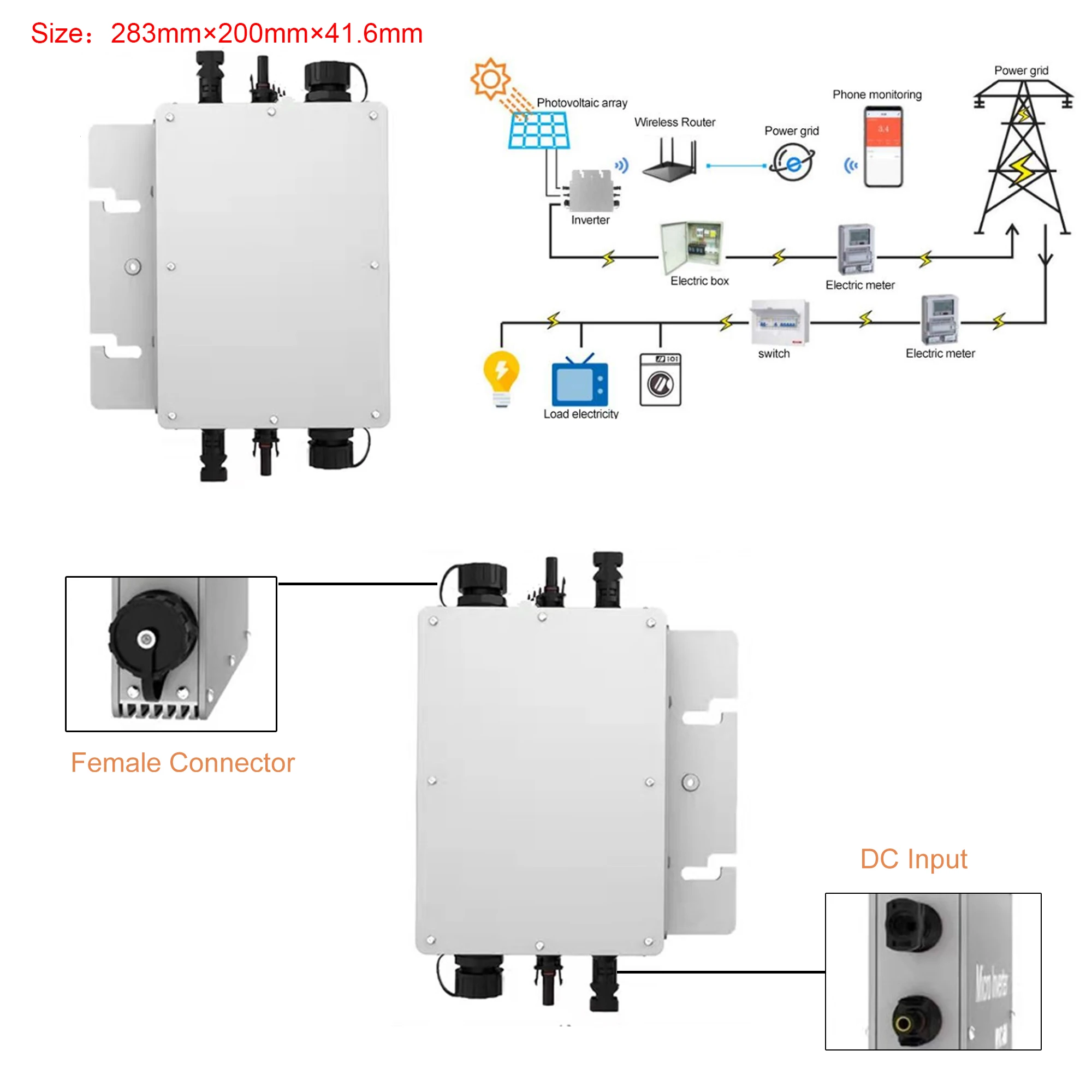 Solar Micro Inverter 350w 400w 600w 800w On Grid Pv Power System Ip65 ...