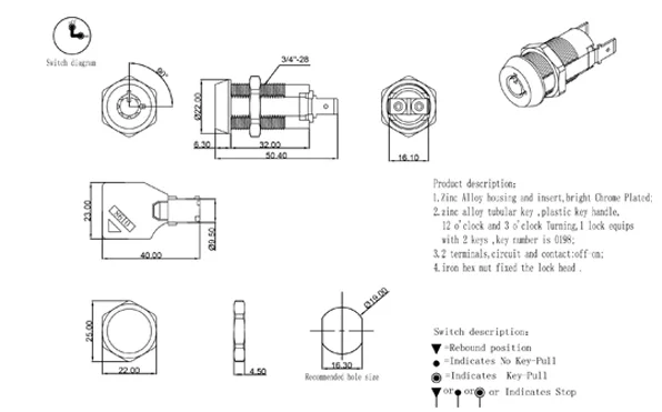 Hb210 2 Positions Ignition Keylock Motorcycle Electric Machine Tubular ...