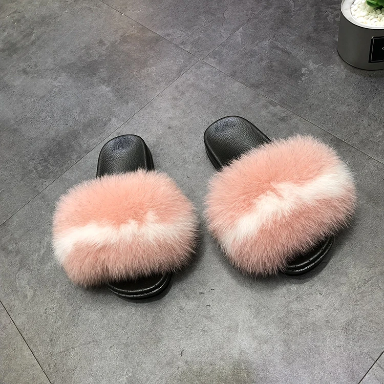 2022 Custom Wholesale Furry Ball Slippers - Real Fur Sandals