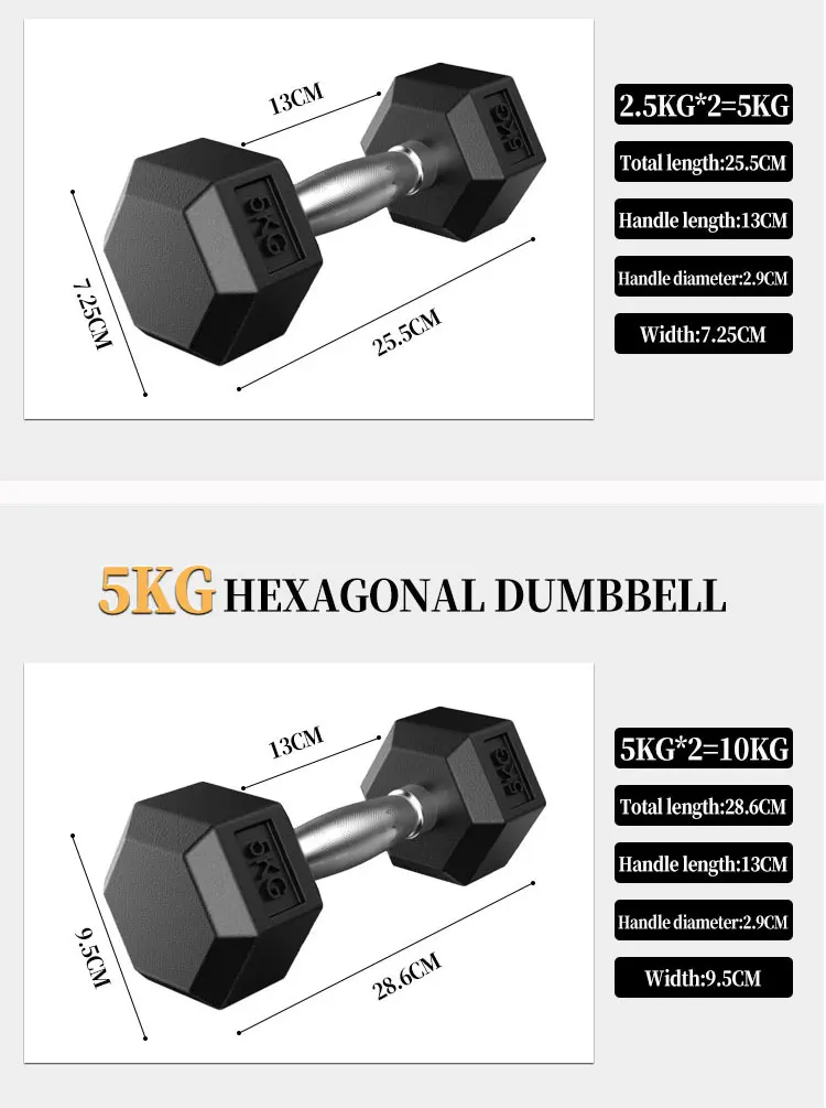 CHONGTONG Rubber Hex Dumbbells - Durable Fitness Equipment