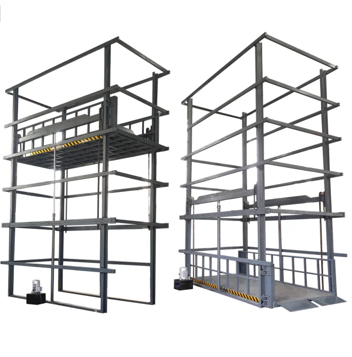 Industrial Hydraulic AC-Powered Warehouse Elevator Lift Platform Rail ...