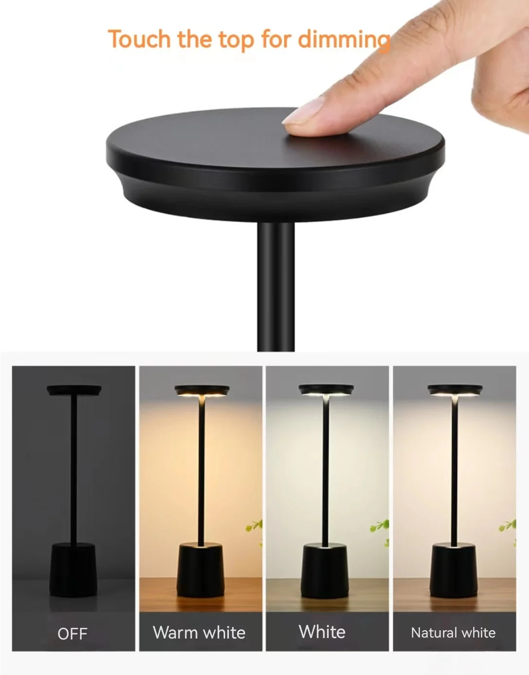 Led Table Lamp Rechargeable Metal Restaurant Lights Dining Room Lamp ...