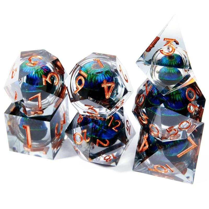 Customized Polyhedral Dice with Rolling Eyeballs, Resin DND RPG, 7 ...