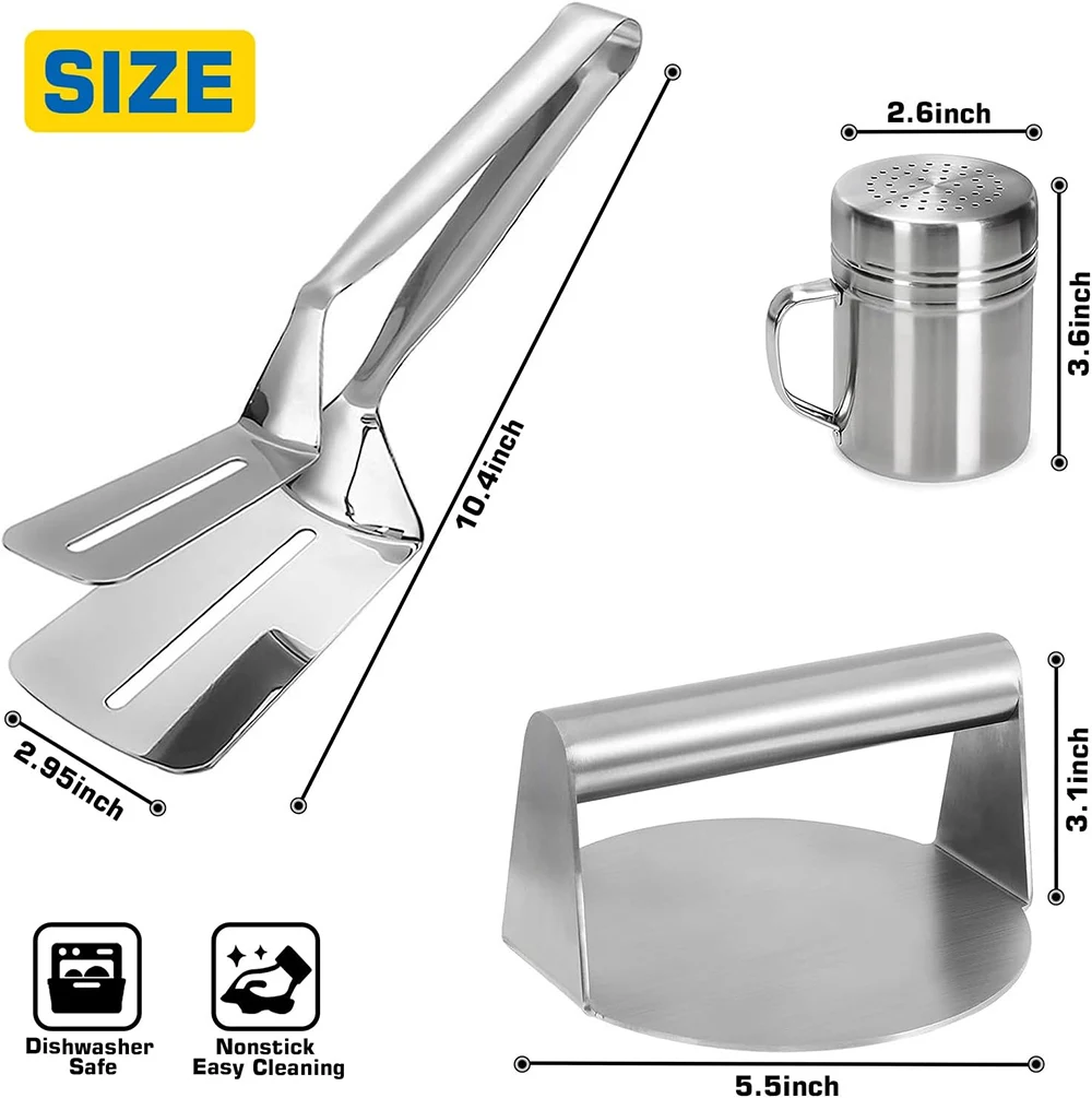 Smash Burger Press Kit - Eco-Friendly Stainless Steel Tools