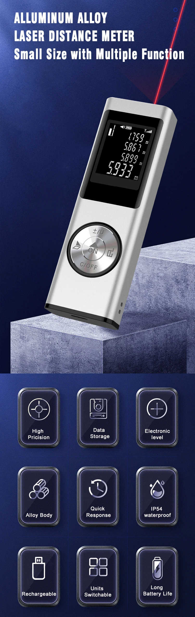 Cheap Laser Distance Measuring Tool And Leveler Rechargeable For Walls ...