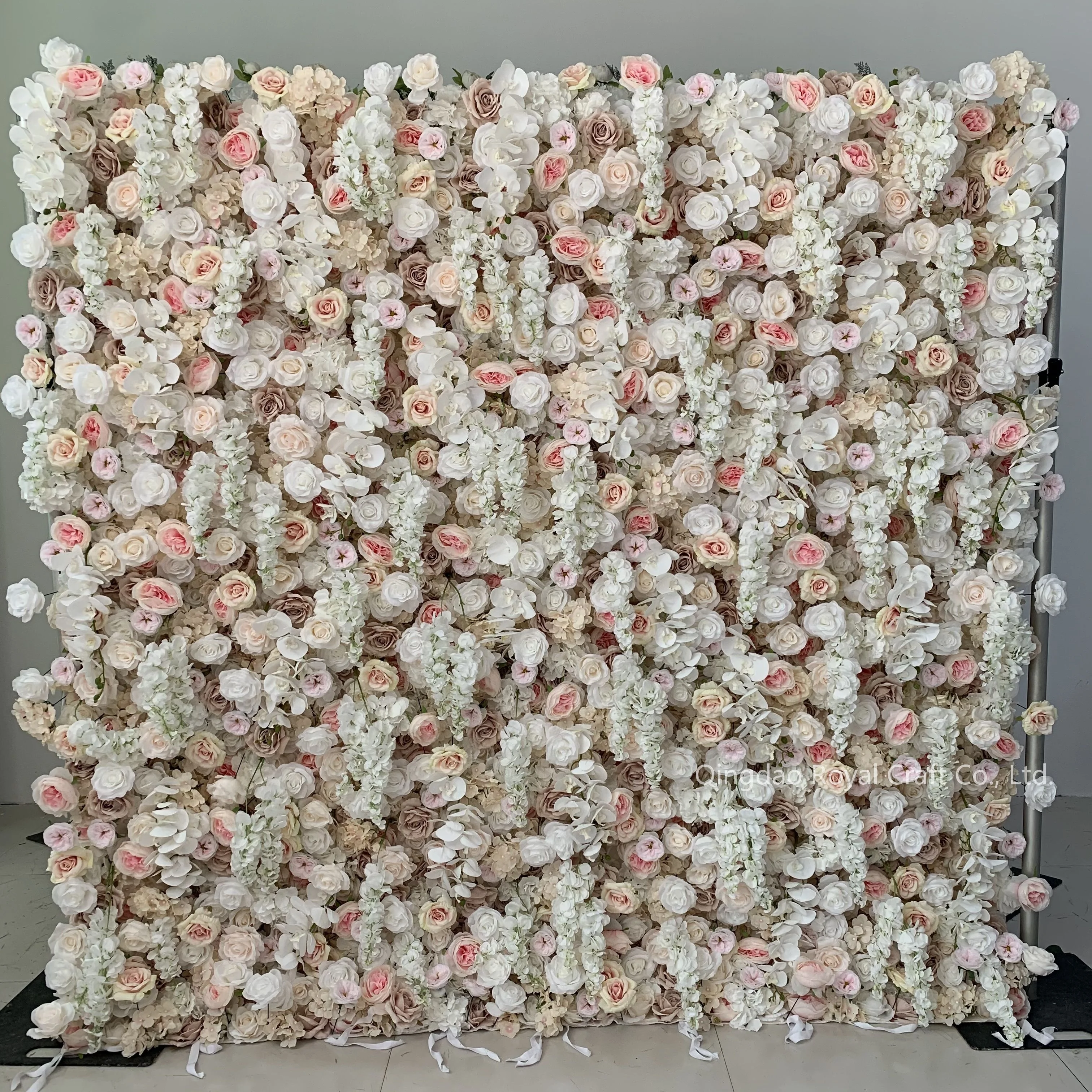 Artificial Silk Rose Flower Wall Panel Pink Floral Backdrop for Wedding ...