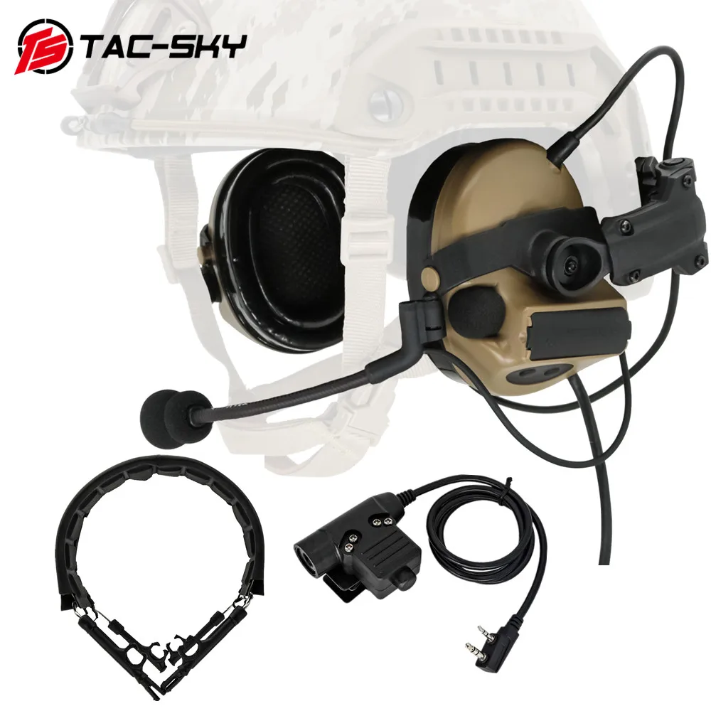 TS TAC-SKY Tactical Helmet ARC Rail Version TSCII Headset & TACTICAL ...