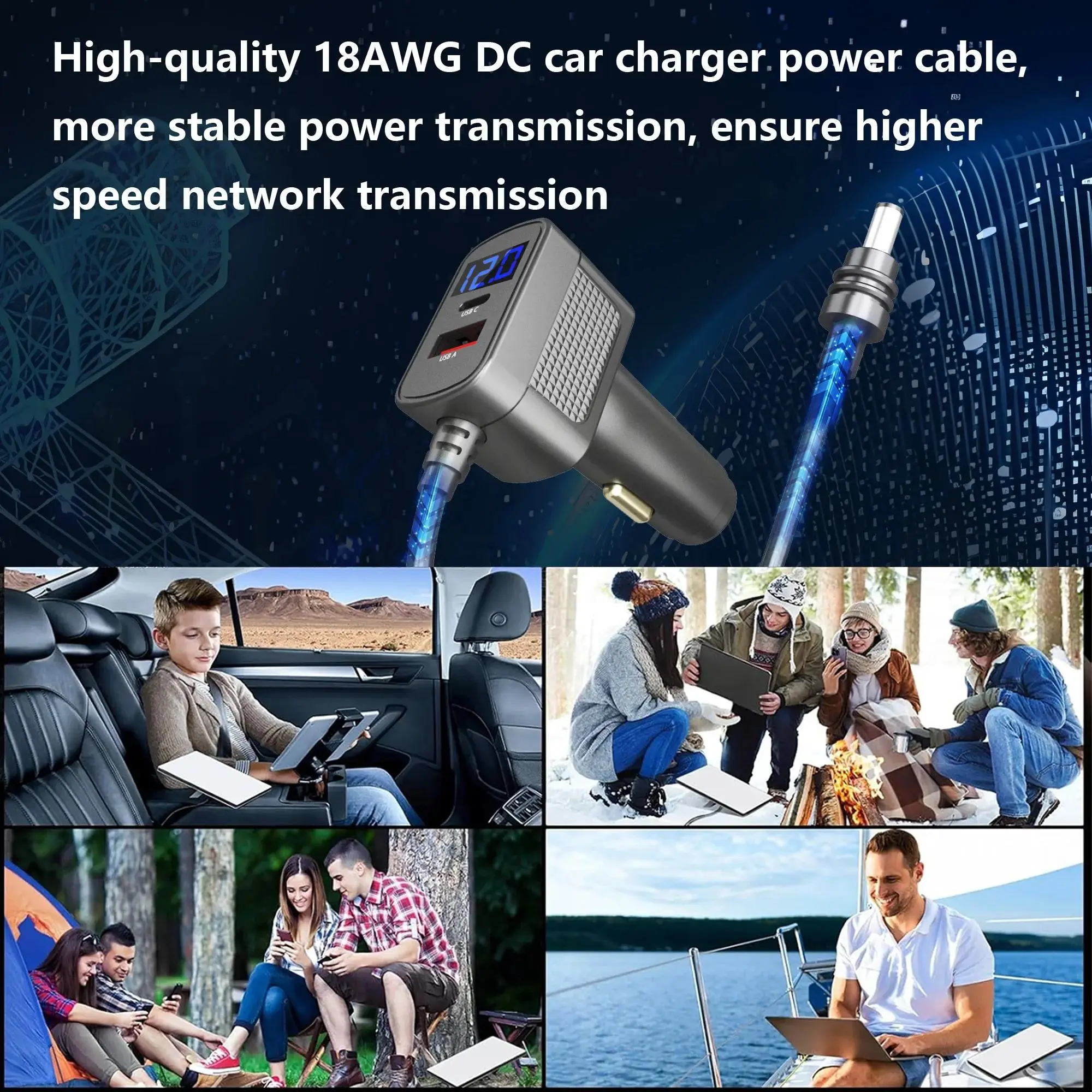 Starlink Mini 12V-24V Car Charger 6ft 2M LED Display Screen PVC Car RVS ...