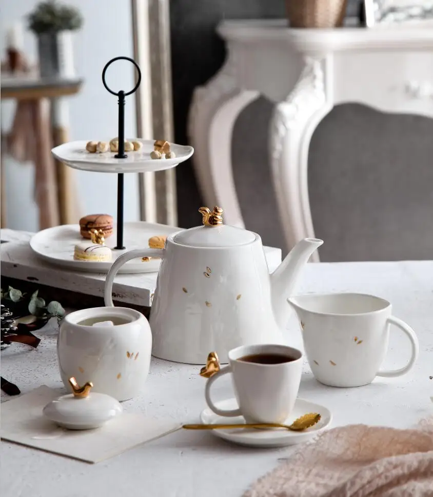 Elegant White Porcelain Afternoon Tea Cups Sets Luxury Decor Ceramic ...