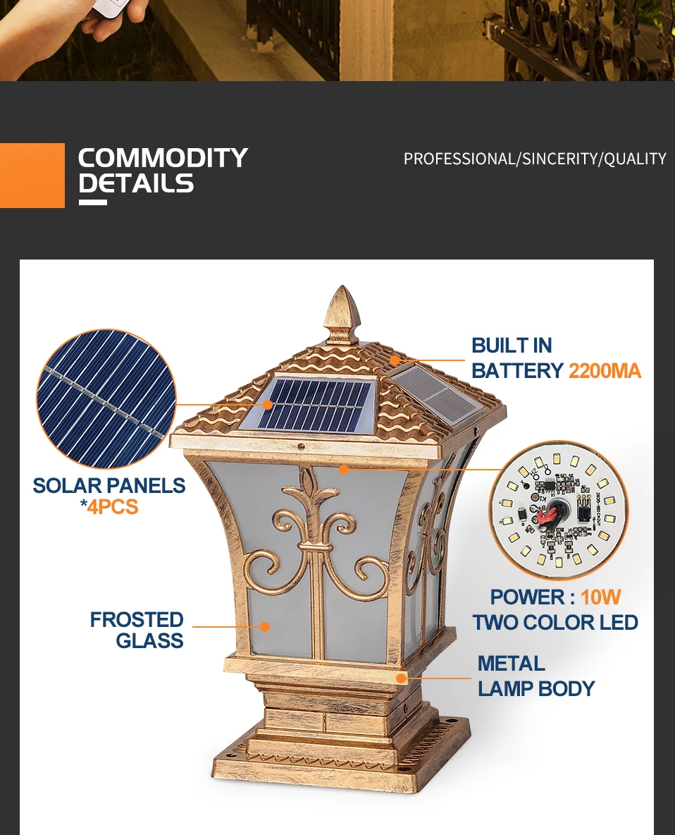 Outdoor Main Gate Pillar IP65 Waterproof Aluminum LED Light