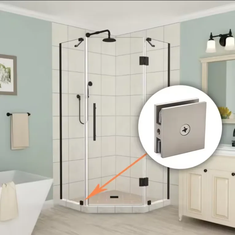 Square Glass Fixing Clip - Adjustable Shower Room Holder