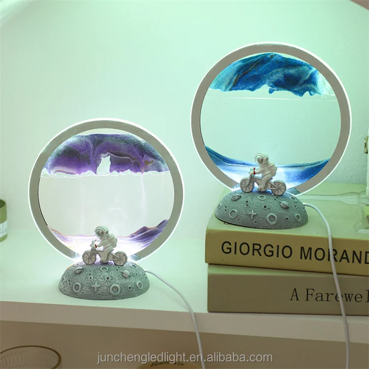3D Dynamic Liquid Motion Hourglass Night Light Led Desktop Quicksand ...