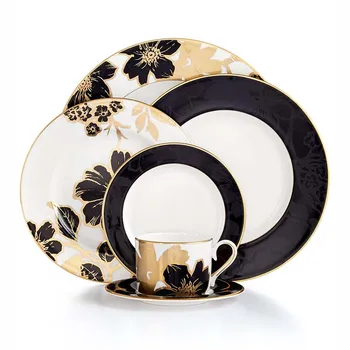 Durable Luxury New Bone China Dinner Ware Denar Sets With Rose Decal ...