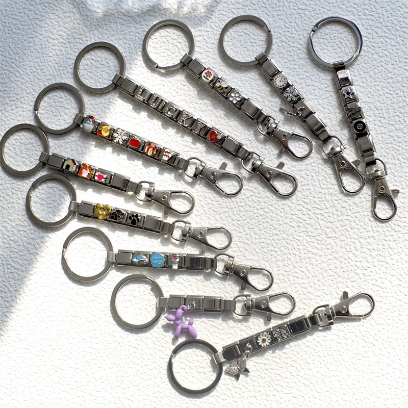 Custom Diy Logo Italian Charm Key Chain Heart-shaped Dog For Gift ...