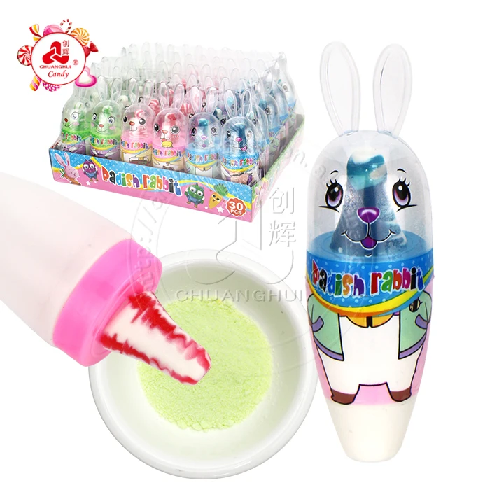 Radish rabbit pacifier nipple lollipop with sour powder candy| Alibaba.com