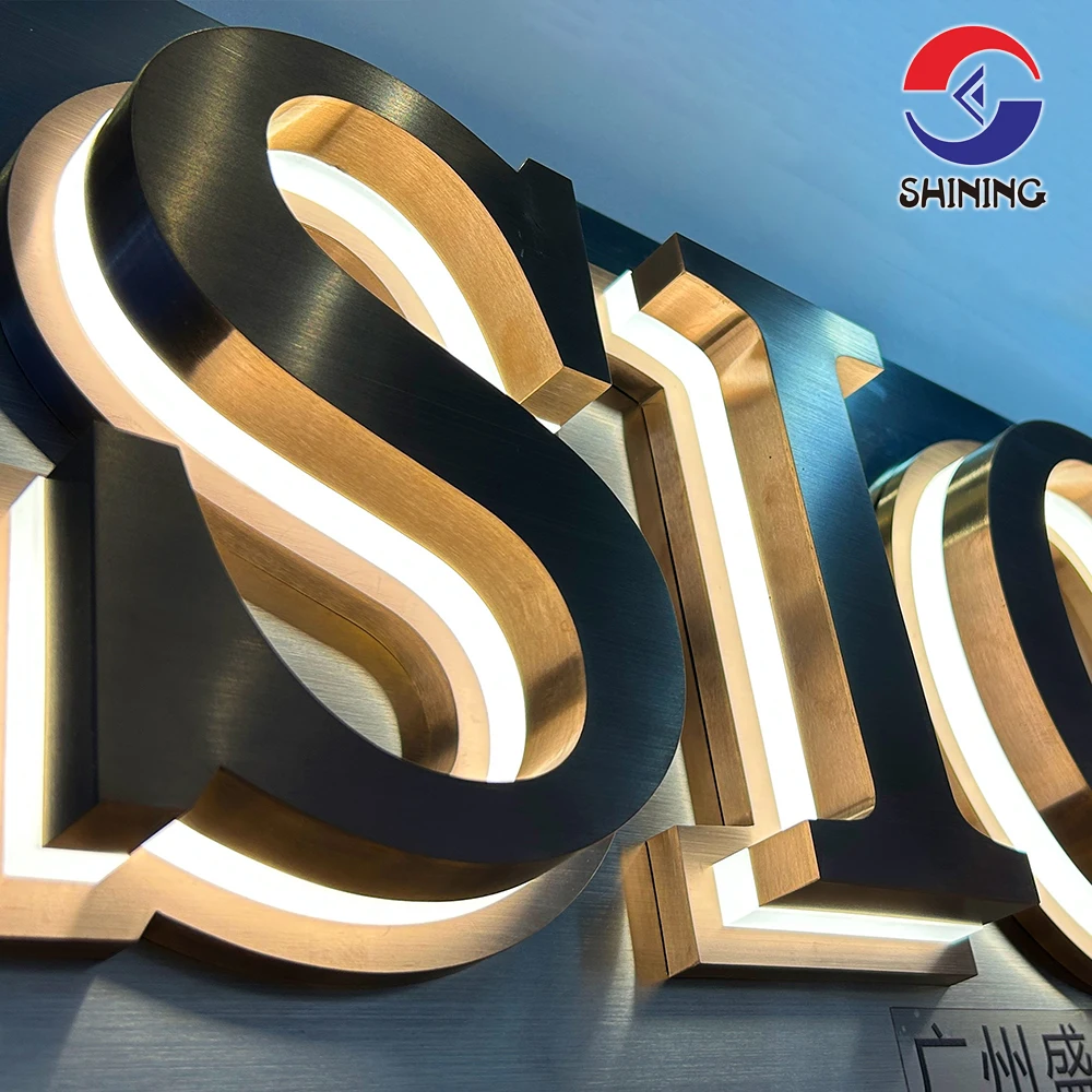 Shining Sign 3D Logo Custom Stainless Steel Backlit Letters ...