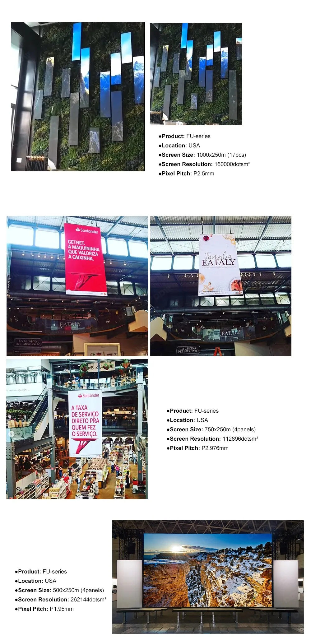 Ultra Slim 750x250mm Stretched Display Panel P1.25 P1.5 P1.9 P2 P2.5 P3 ...