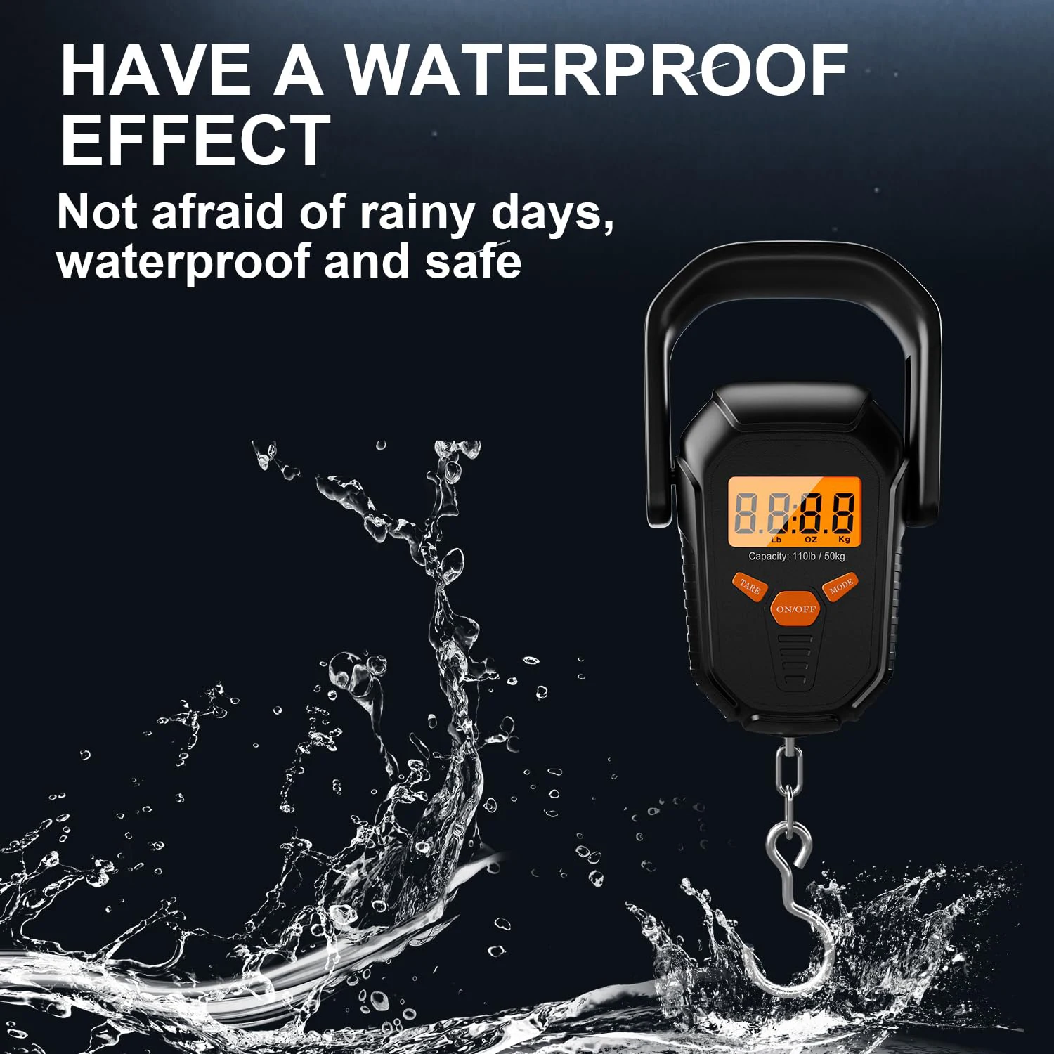 110lb/50kg Waterproof Digital Fishing Scale Electronic Hanging Luggage ...