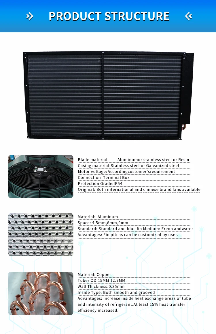 U Shape Copper Tube Condenser Coil Air Cooled Condenser For Cold Room H ...