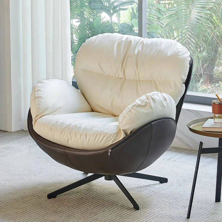 Modern Home Furniture Single Sofa Leather Rotating Luxury Leather ...