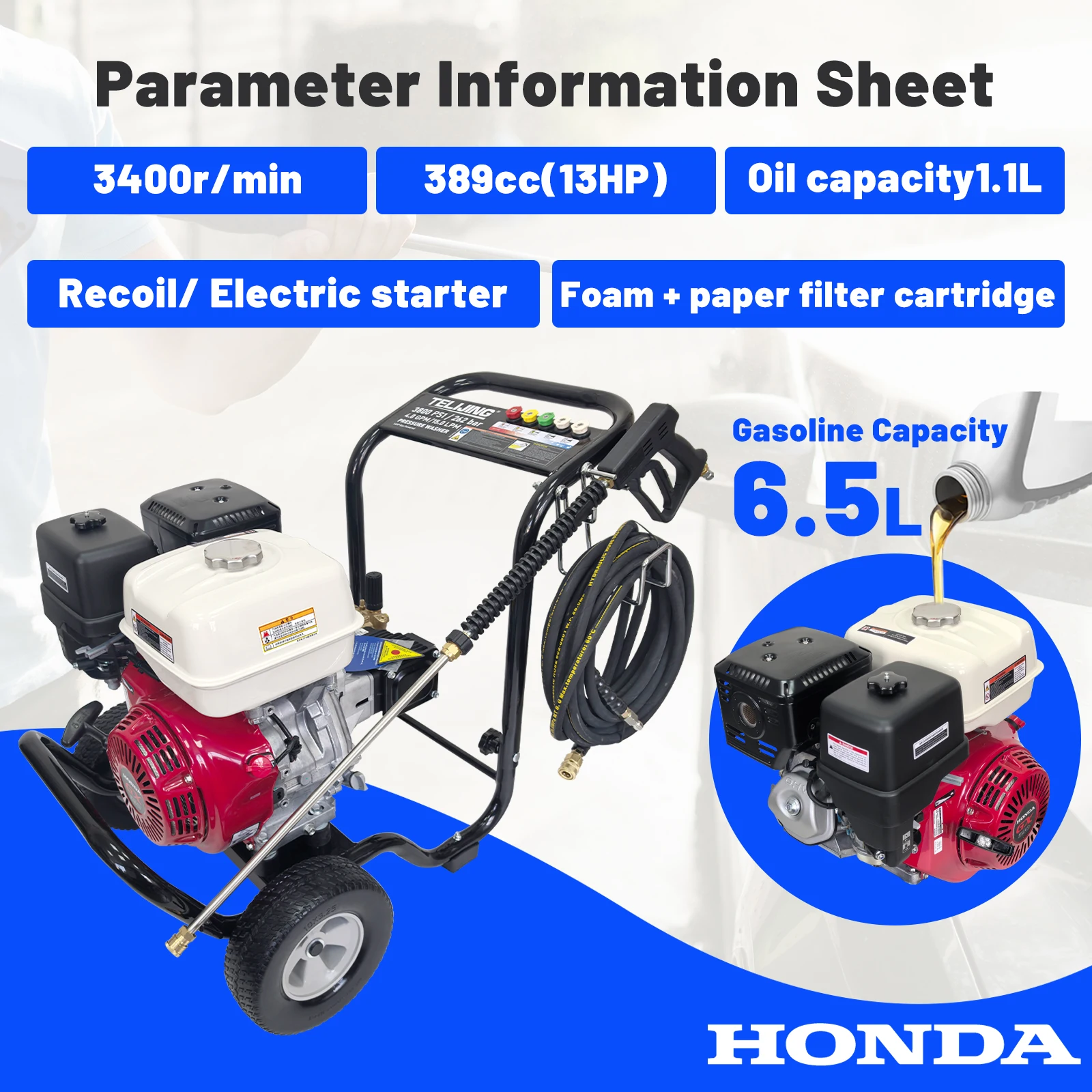 H0nda Gx390 Power AR Pump Pressure Washer - 3800psi/262bar