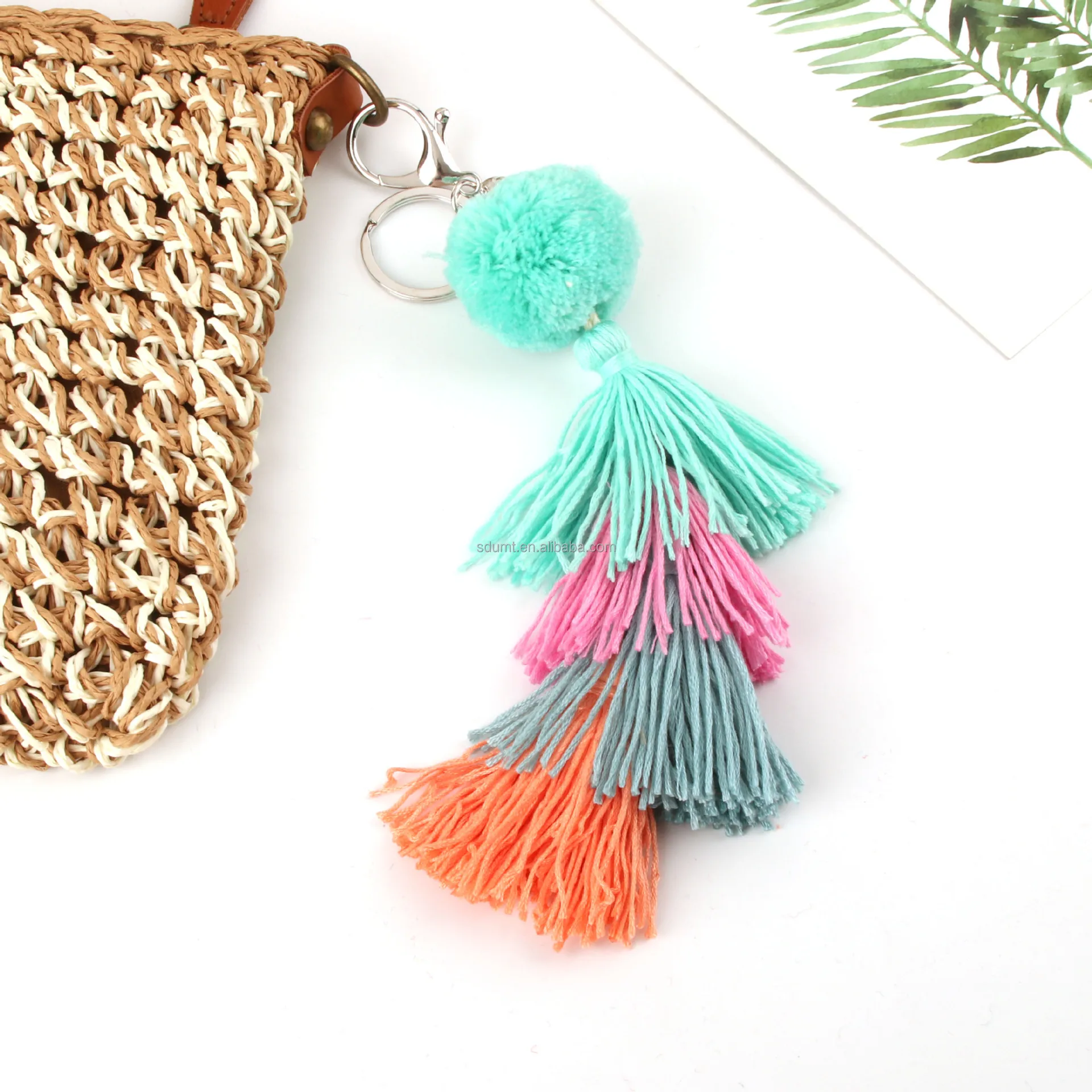 Hot Sale Tassel Charm Keychain Hangers Faux Fur Ball Pom Pom Tassel Key ...