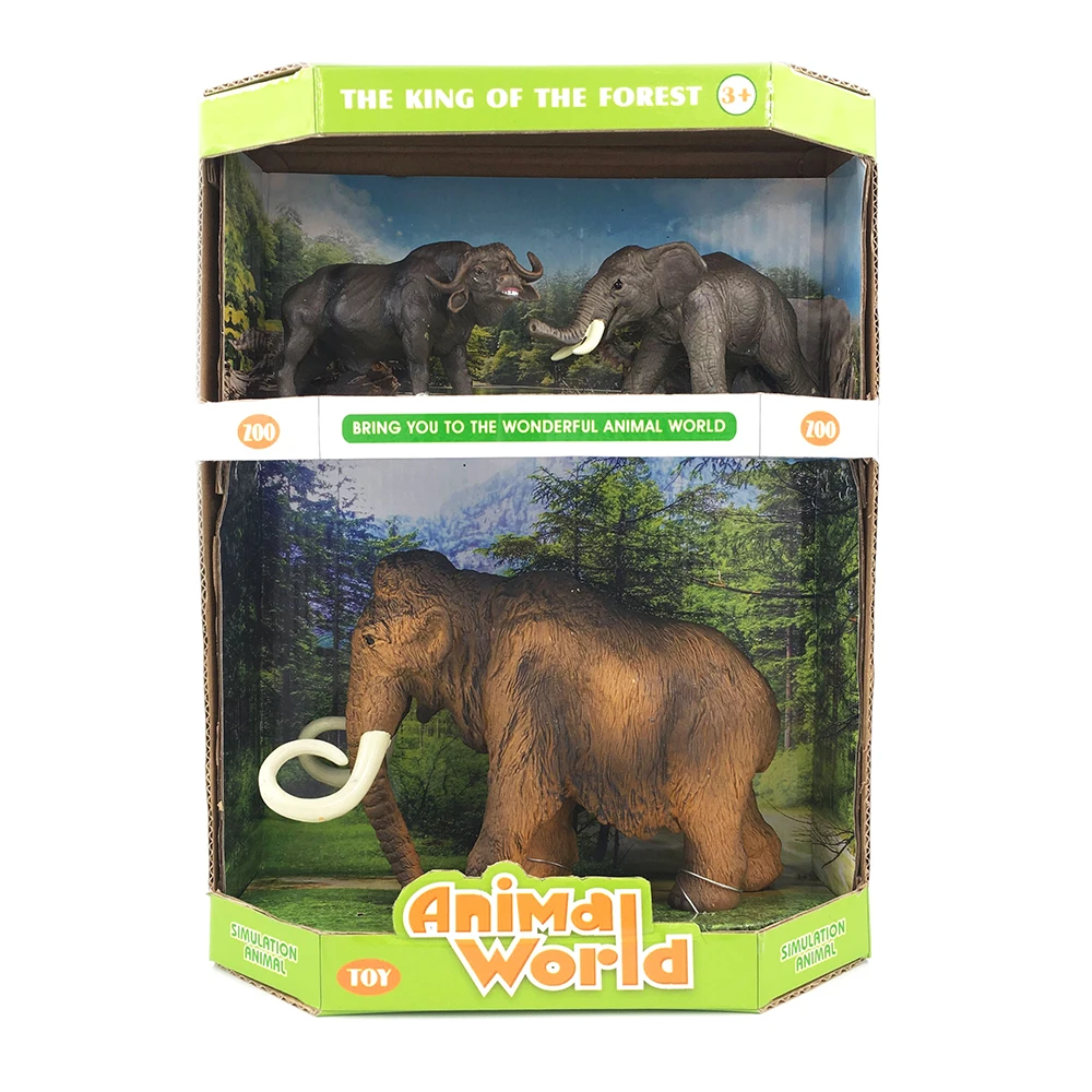 Solid Pvc Buffalo Figure Set Wild Animal Plastic Elephant Model Toy ...