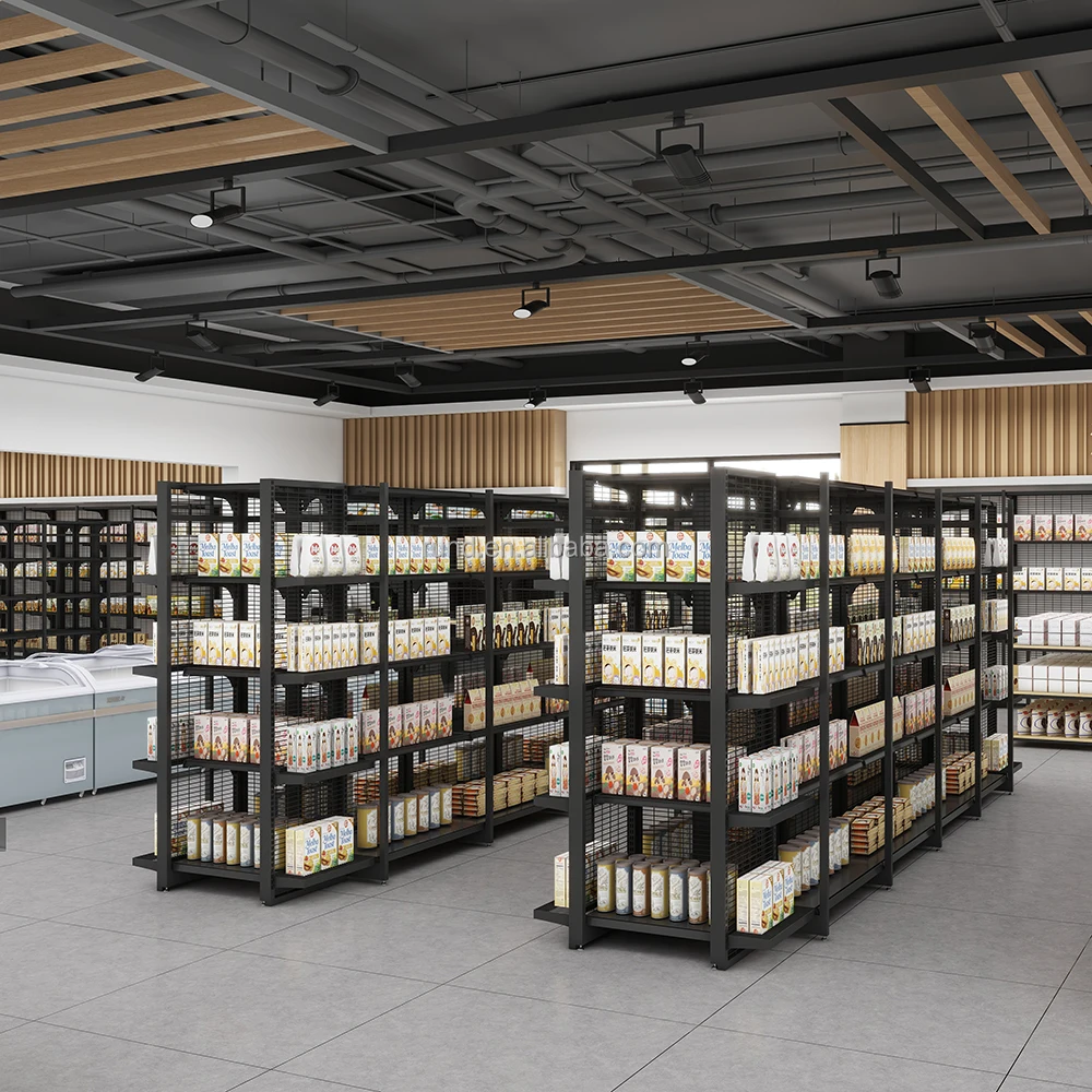Heavy Duty Supermarket Rack with Display Shelf on Both Sides for Large ...