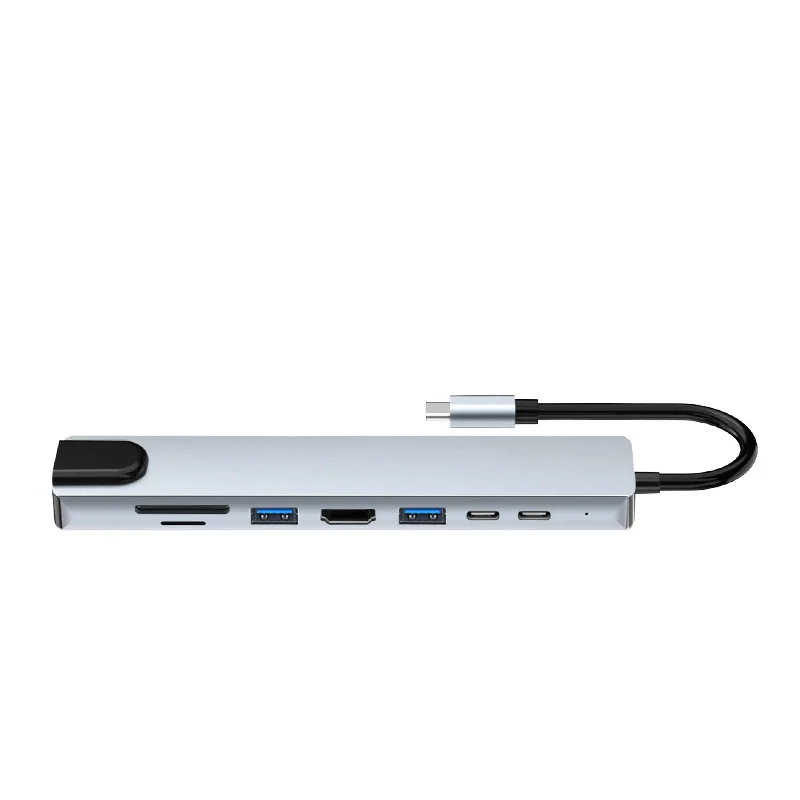 8-port Usb C Hub 8-in-1 3.0 Docking Station Splitter Type C Hub Adapter ...