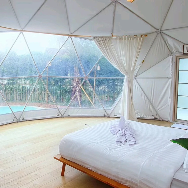 Transparent PVC Cover Steel Tube Geodesic Dome House Tent