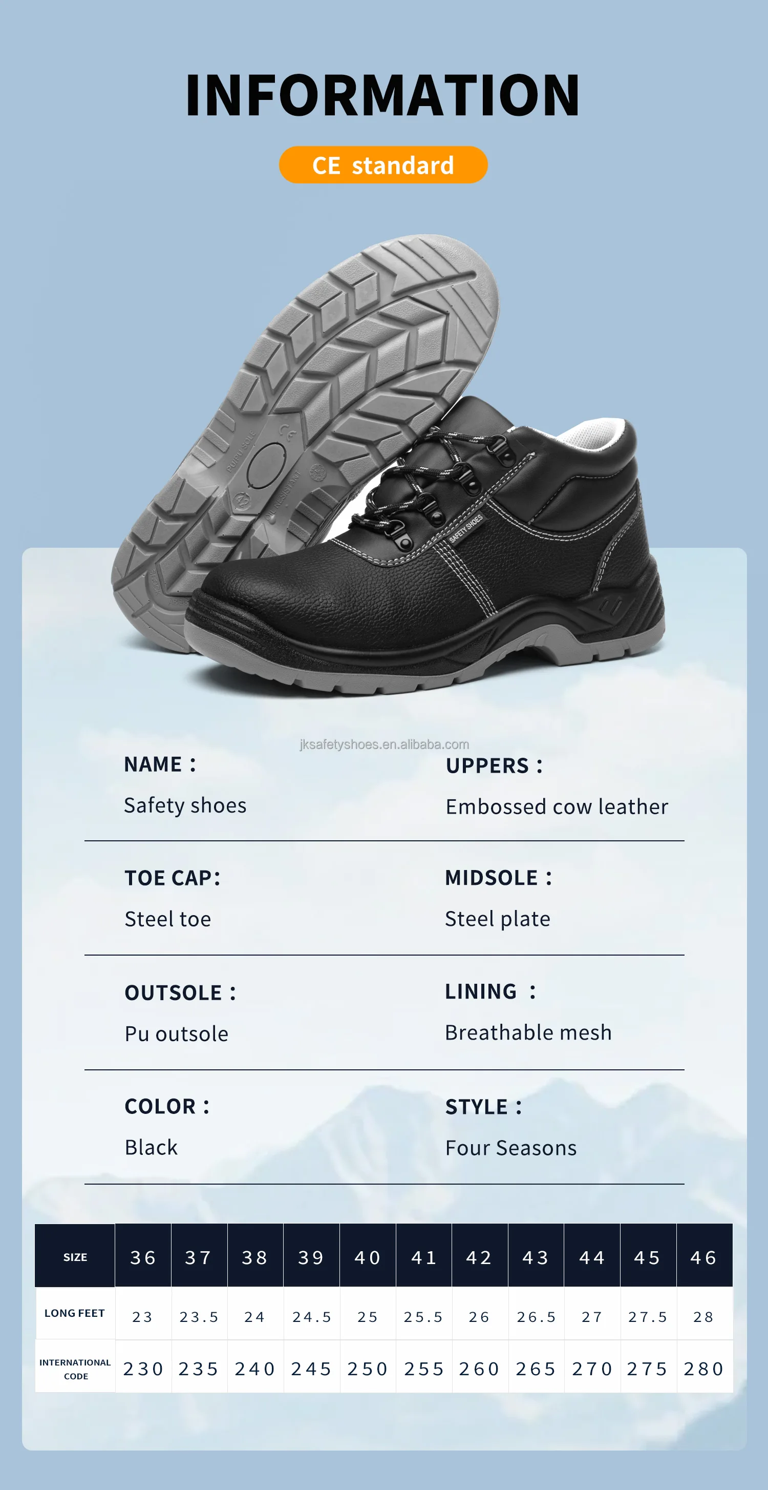 JIANKUN Industrial Anti Slip Safety Shoes for Men - Steel Toe