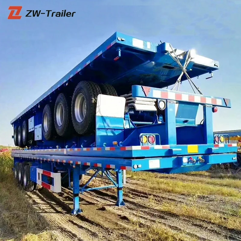 3 Axle 20ft 40ft Container Chassis Transport Flat Bed Flatbed Semi ...